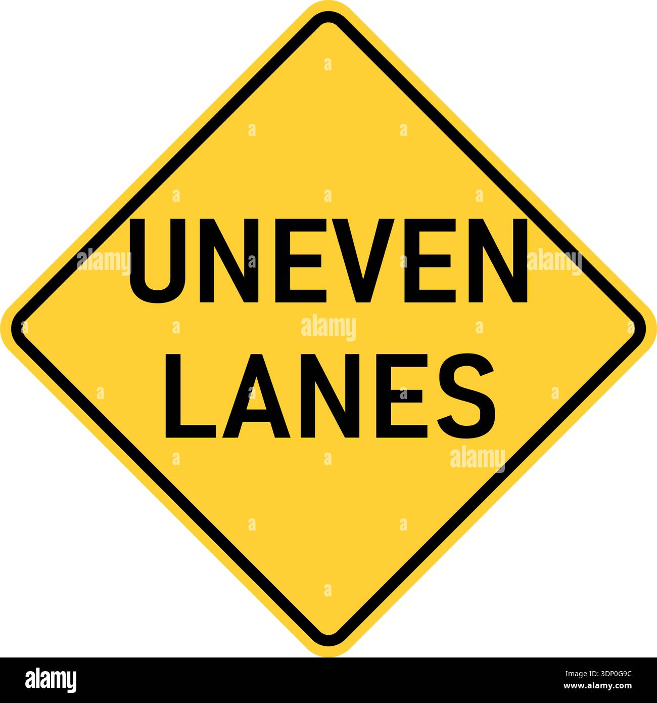 Vector graphic of a usa Uneven Lanes highway sign. It consists of the ...