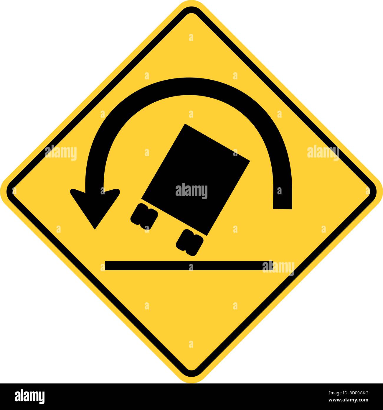 Vector graphic of a usa truck rollover warning highway sign. It ...
