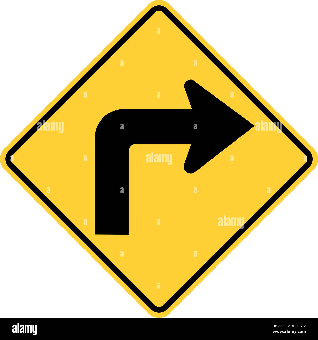 Vector graphic of a usa turn highway sign. It consists of a black arrow ...
