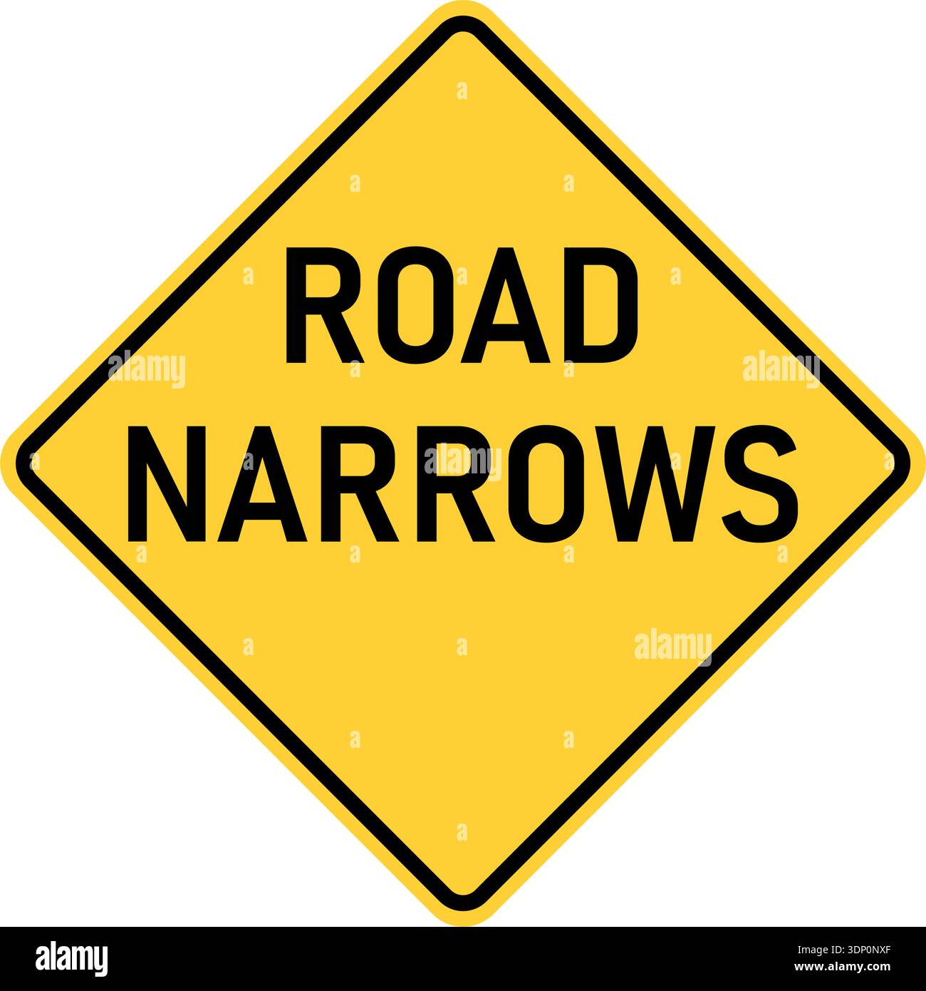 Vector graphic of a usa road narrows ahead highway sign. It consists of ...