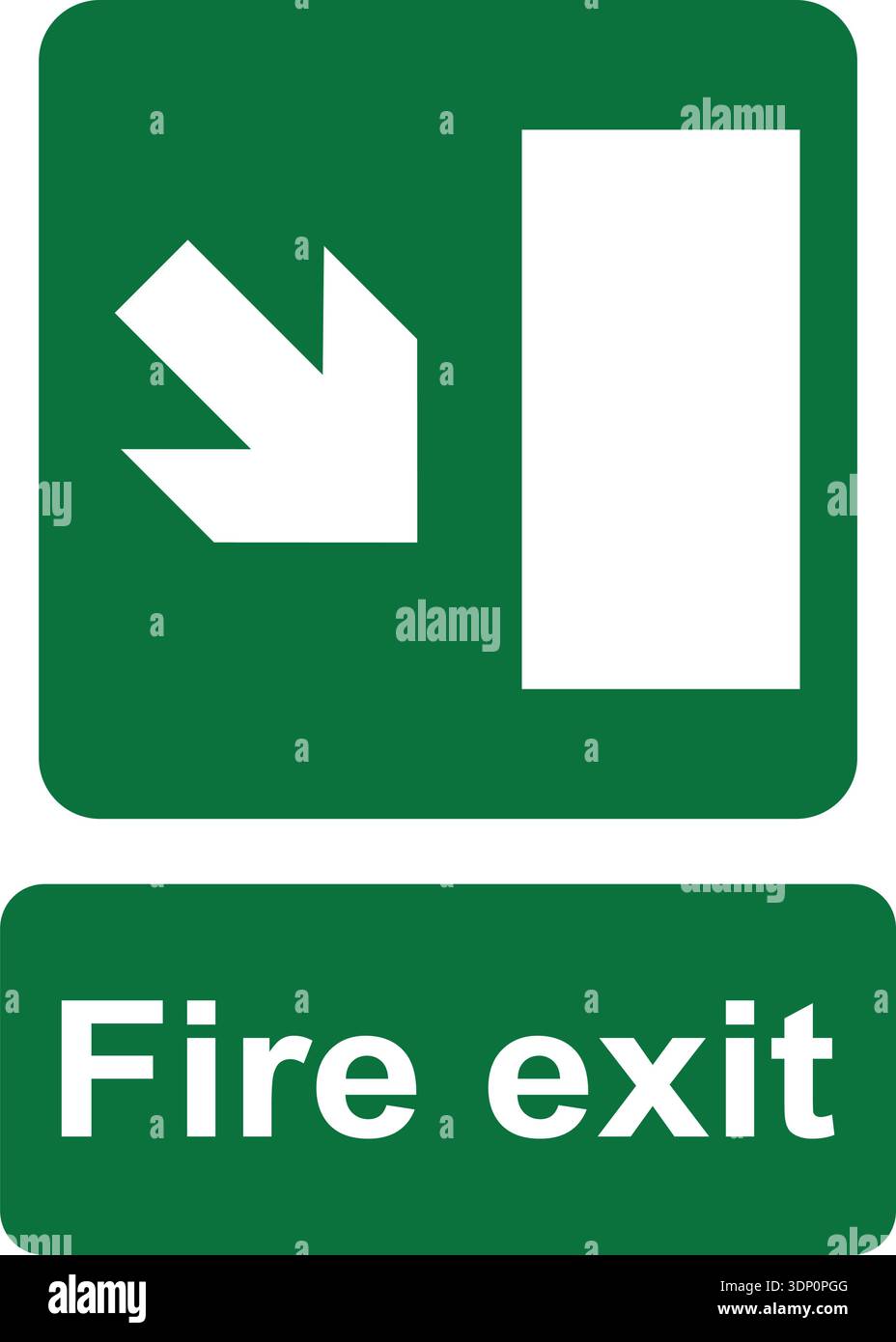 Green and white vector graphic of a fire exit sign. It consists of an ...