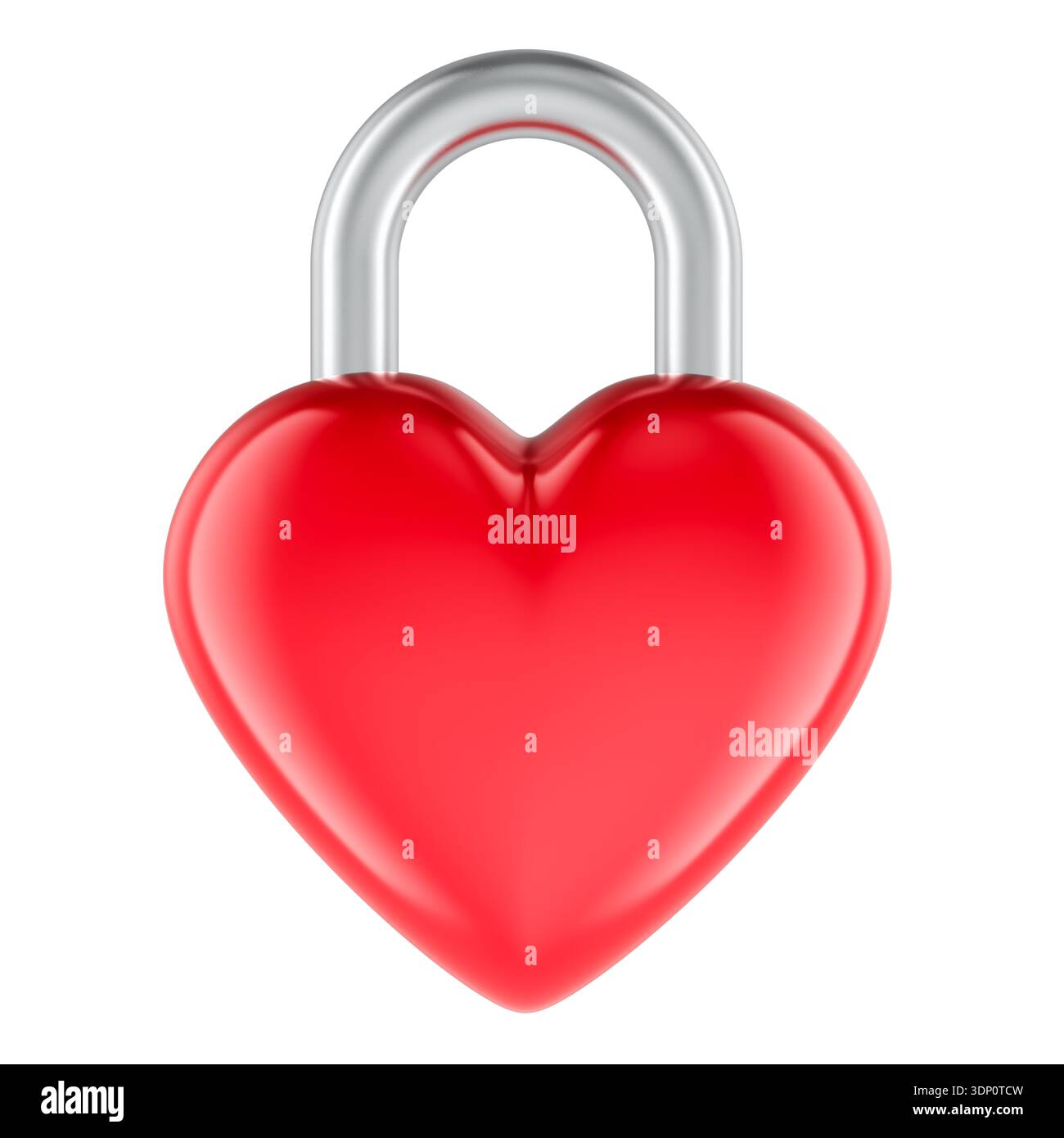 Heart shaped padlock symbol of love and security, 3D rendering isolated ...