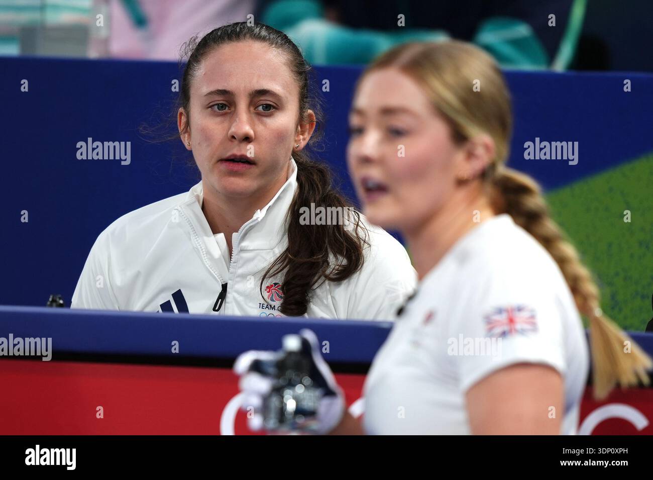 Great Britain's Sophie Sinclair (right) as team-mate Fay Henderson ...