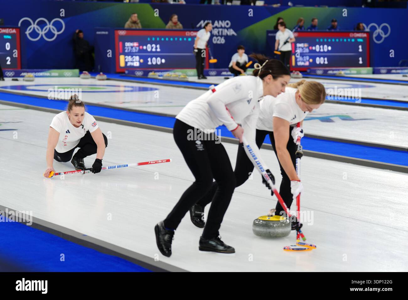 during the Women's Curling Round Robin match at the Curling Stadium, on ...
