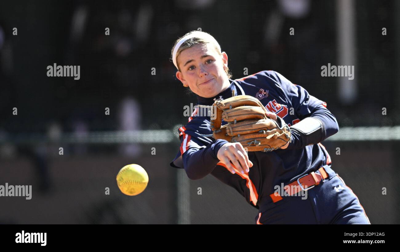 UT Martin infielder Dylan Scott (10) throws during an NCAA softball ...