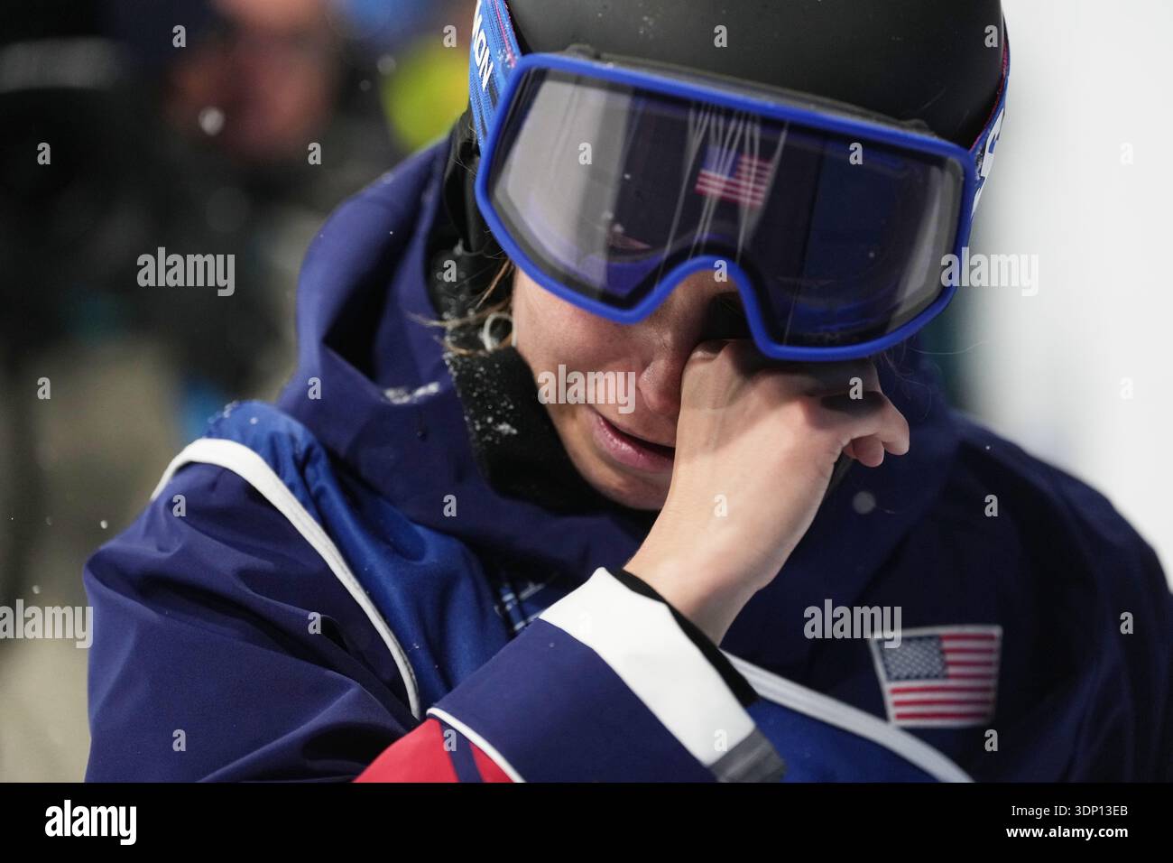 United States' Maddie Mastro gets emotional after her run during the ...