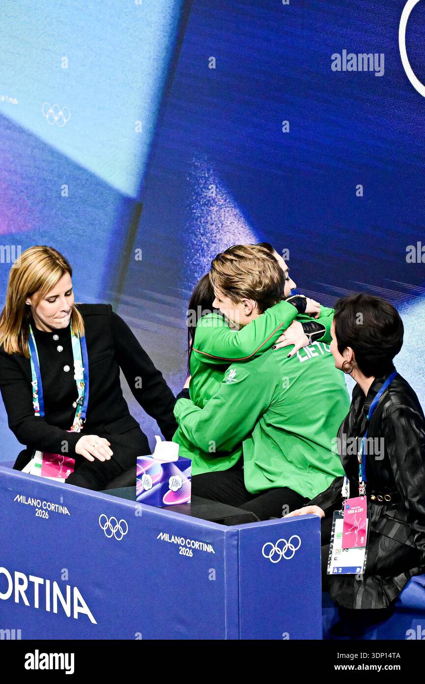 Allison REED & Saulius AMBRULEVICIUS (LTU), at Kiss & Cry, during Ice ...