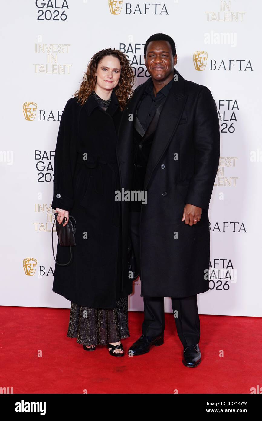 Abubakar Salim (right) attending the Bafta Gala 2026 at The Chancery ...