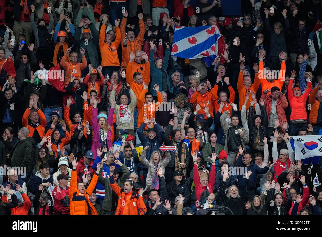 Fans cheer during the short track speed skating women's 500m at the ...