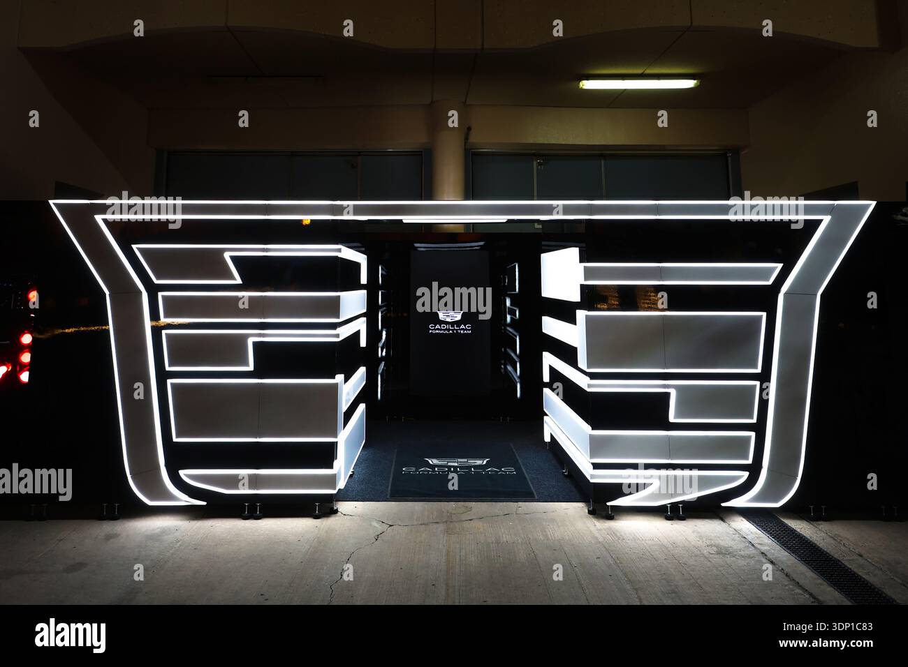 Cadillavc pit entrance , during pre-season testing at the Bahrain ...