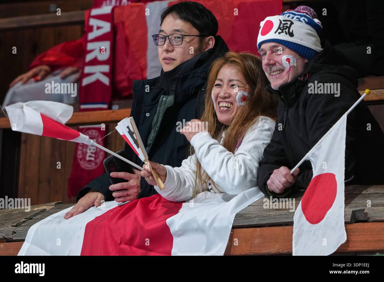 Japanese fans watch the women's curling round robin session against ...