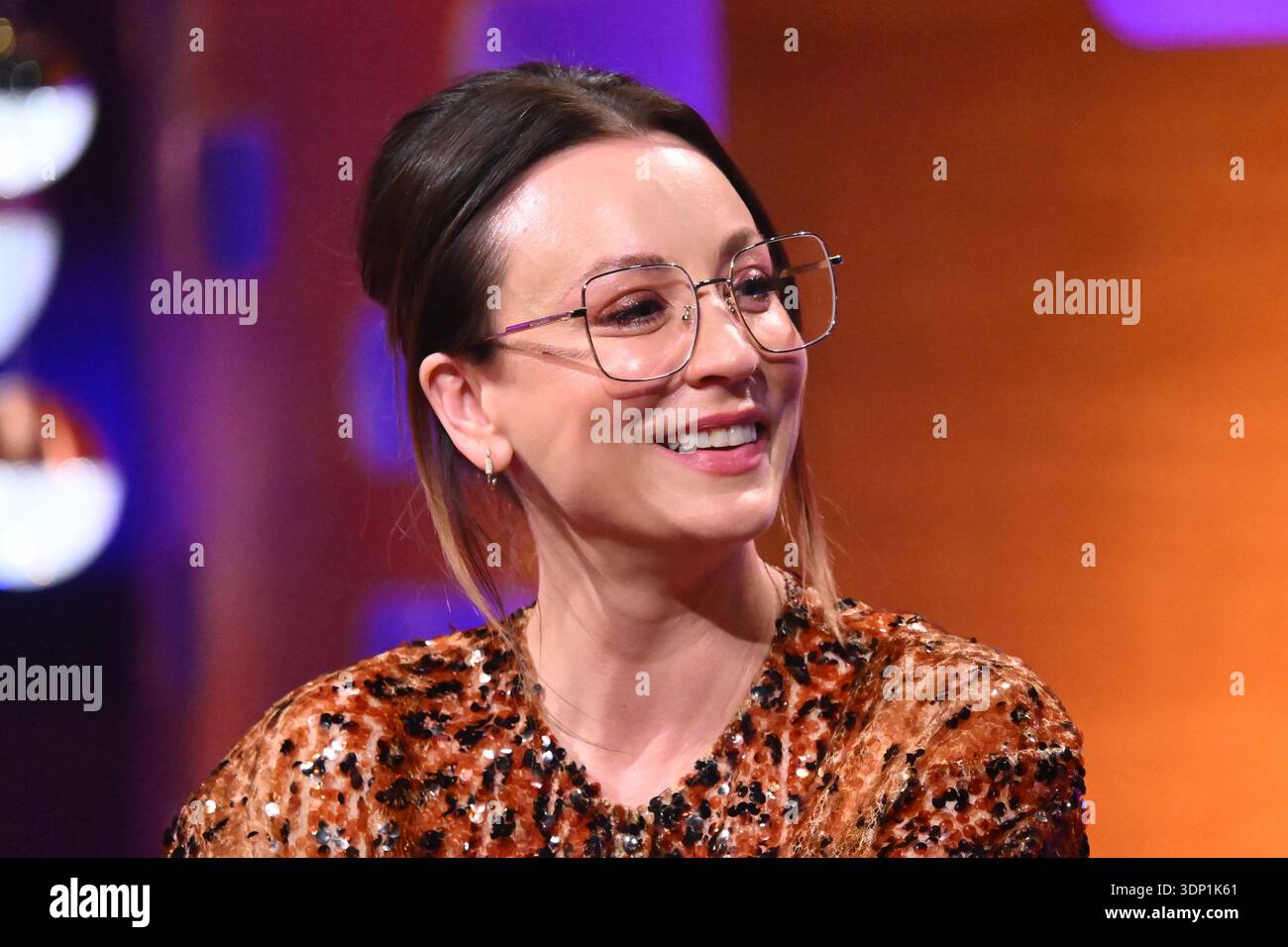 EDITORIAL USE ONLY Kaley Cuoco during filming for the Graham Norton ...