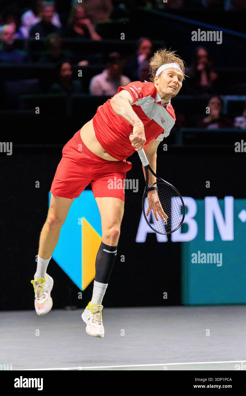 ROTTERDAM, NETHERLANDS - FEBRUARY 12: Alexander Bublik of Kazachstan ...
