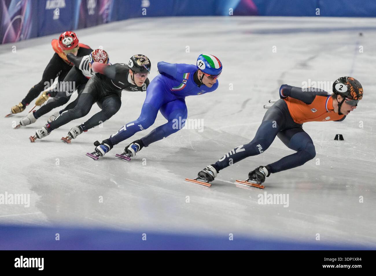 Luca Spechenhauser competing for the Olympic Short Track Speed Skating ...