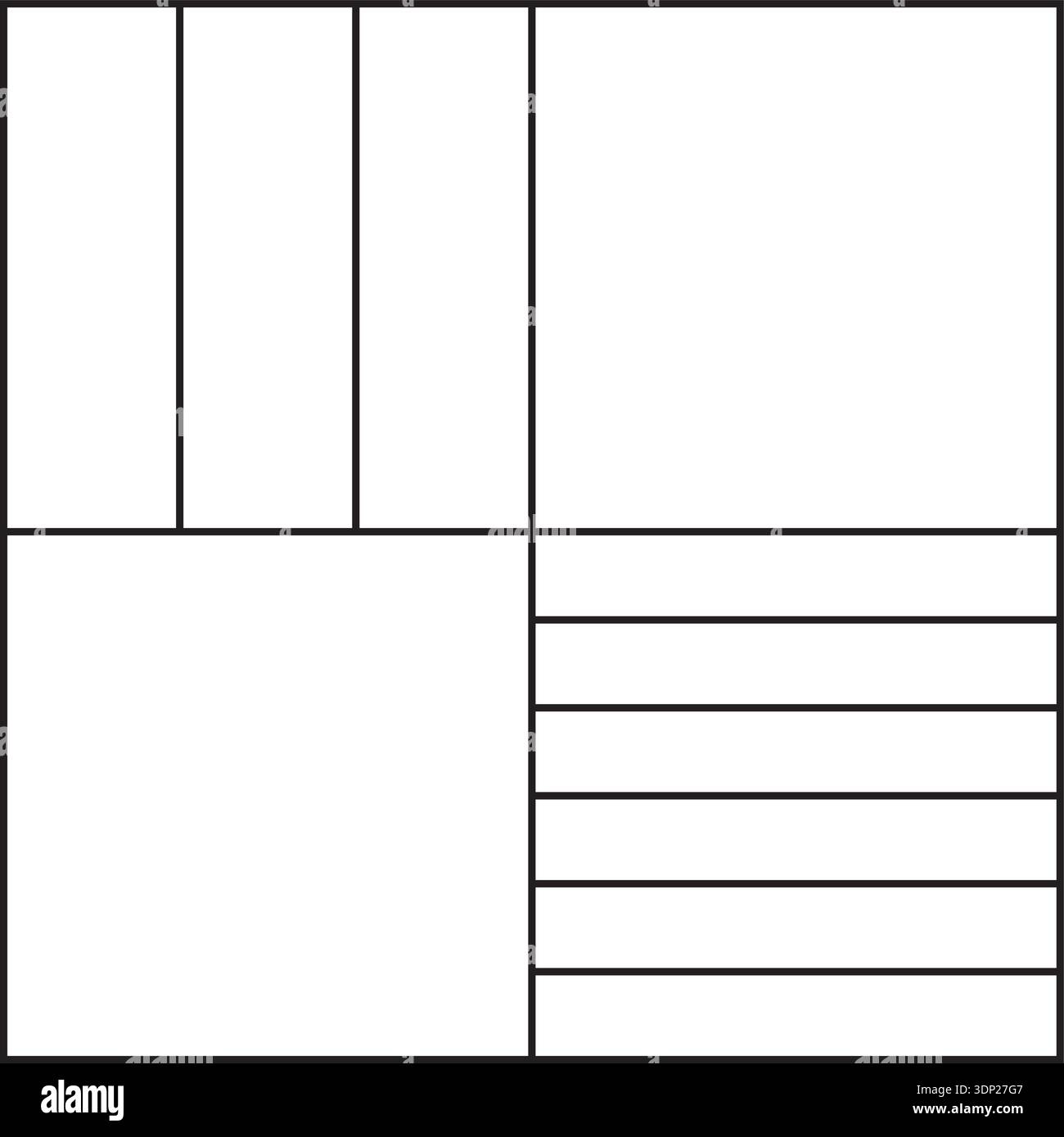 Square grid layout with two columns, two rows, and subdivisions within ...