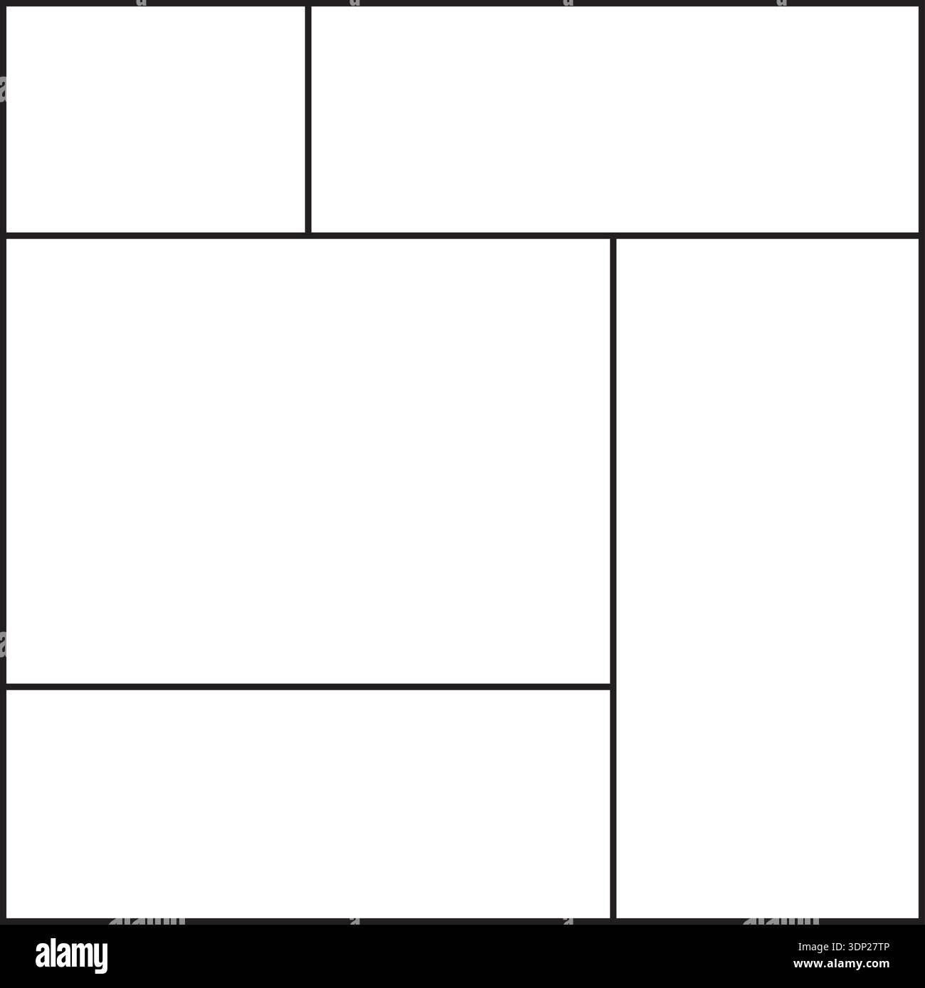Square grid layout with irregular rows, two columns, and a vertical ...