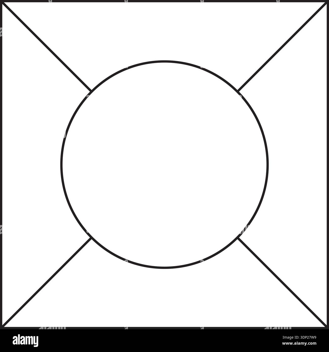 Square grid layout with diagonal lines forming an X and a circle in the ...
