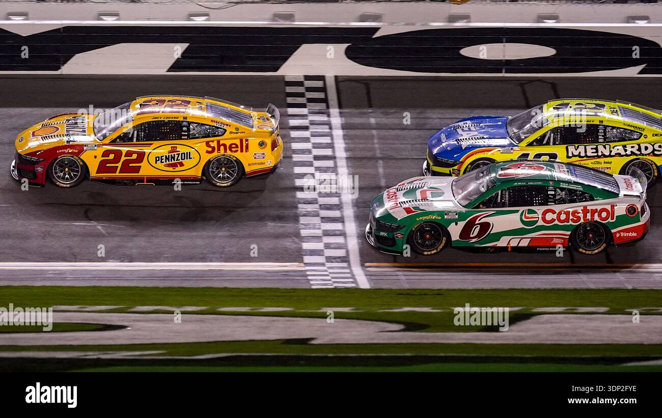 Joey Logano, (22) wins during the first of two NASCAR Daytona 500 ...