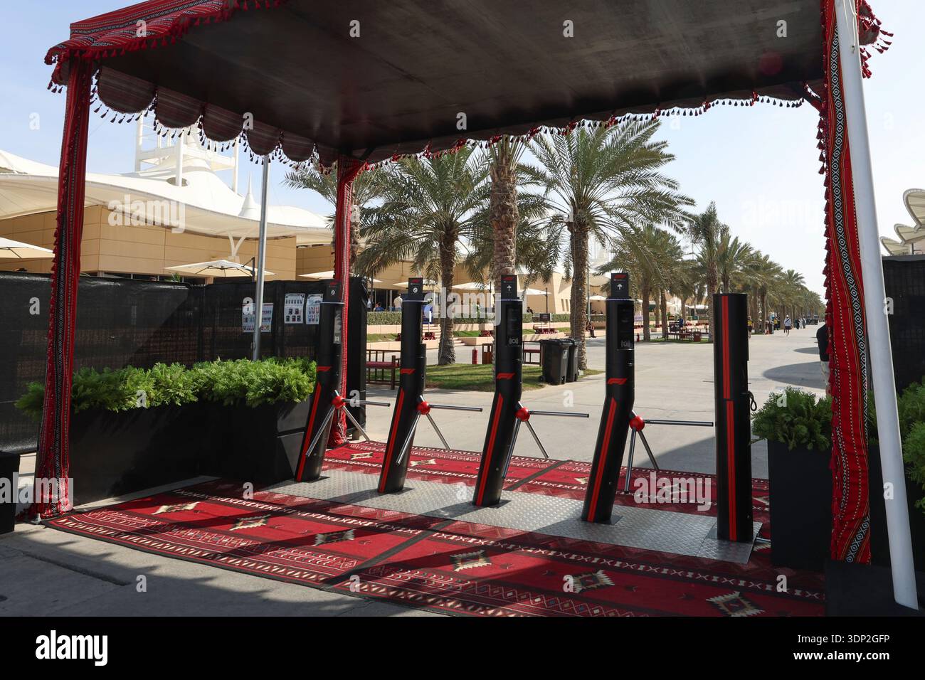 Paddock entrance, during pre-season testing at the Bahrain ...