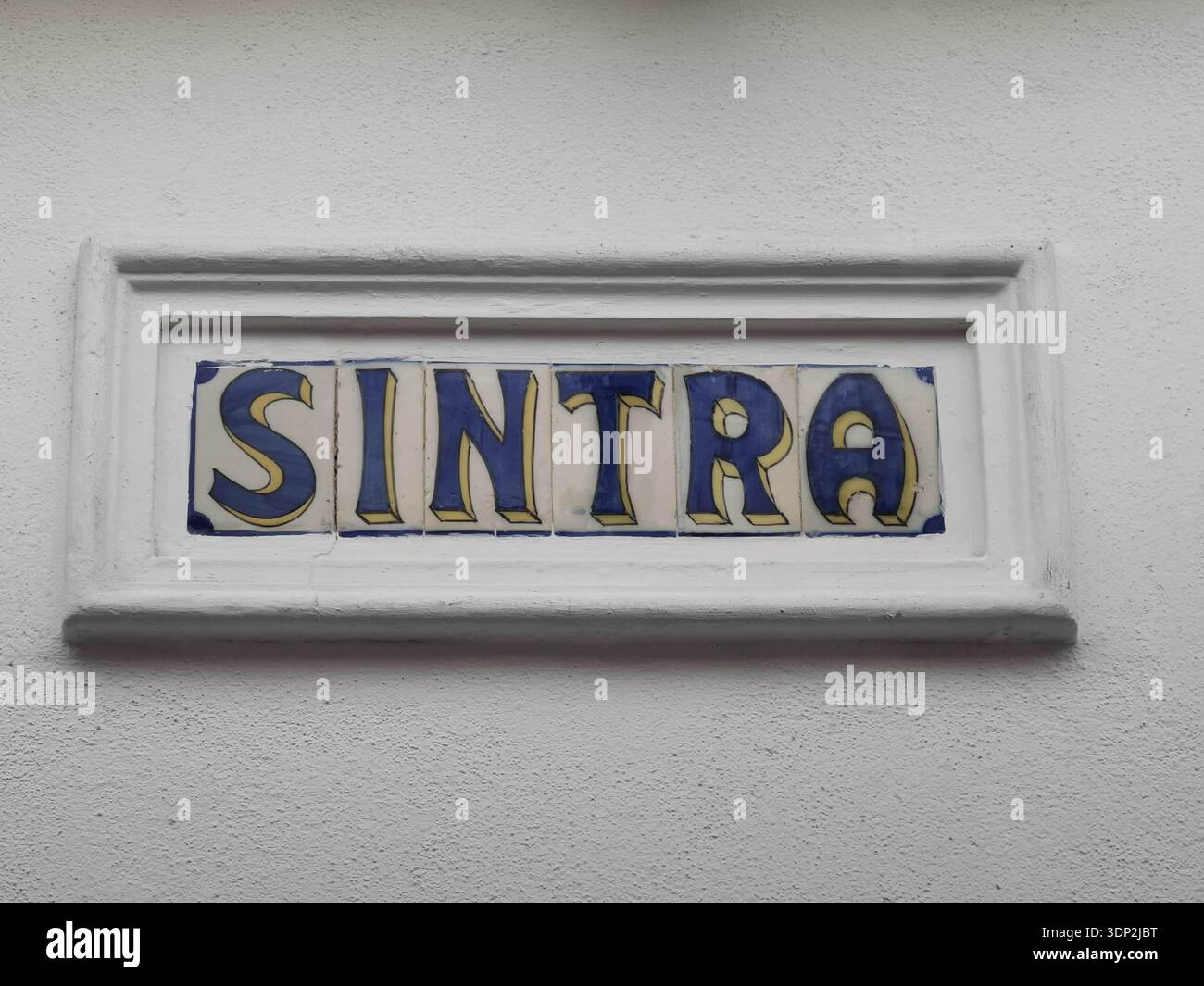 Sign with the lettering 'Sintra' on artfully painted tiles, Sintra ...