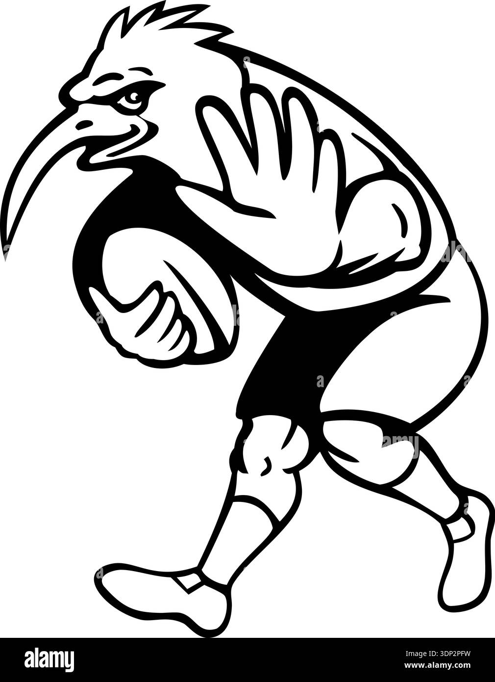 Kiwi bird rugby player running Black and White Stock Photos & Images ...