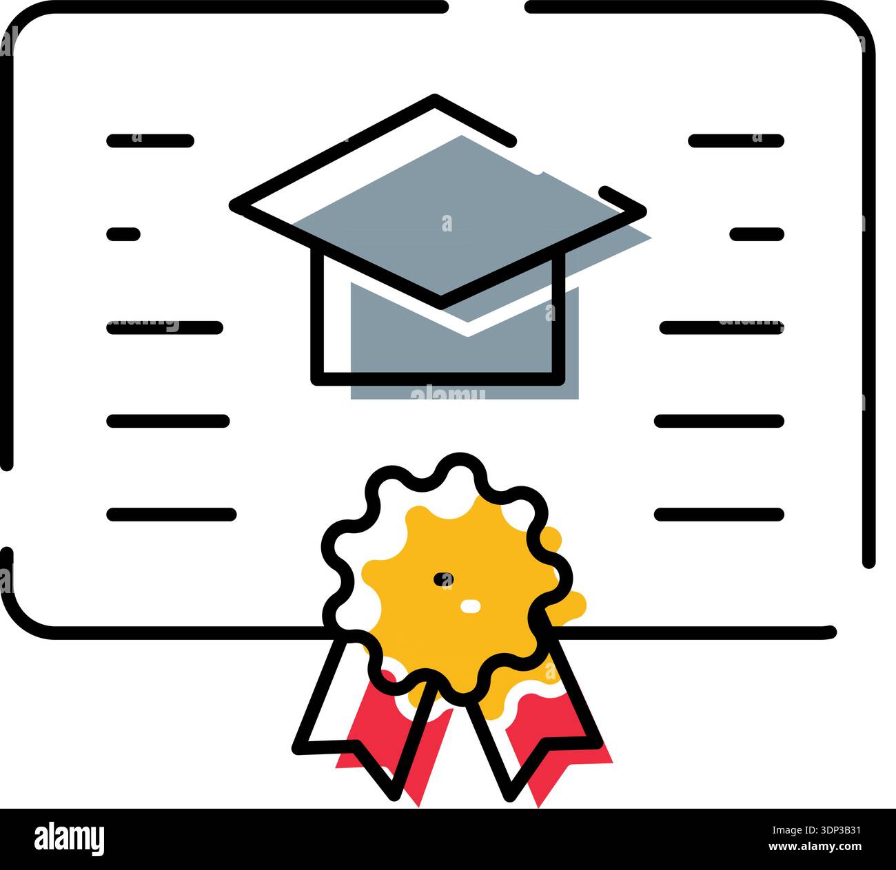 Graduation diploma with mortarboard and achievement award Stock Vector ...