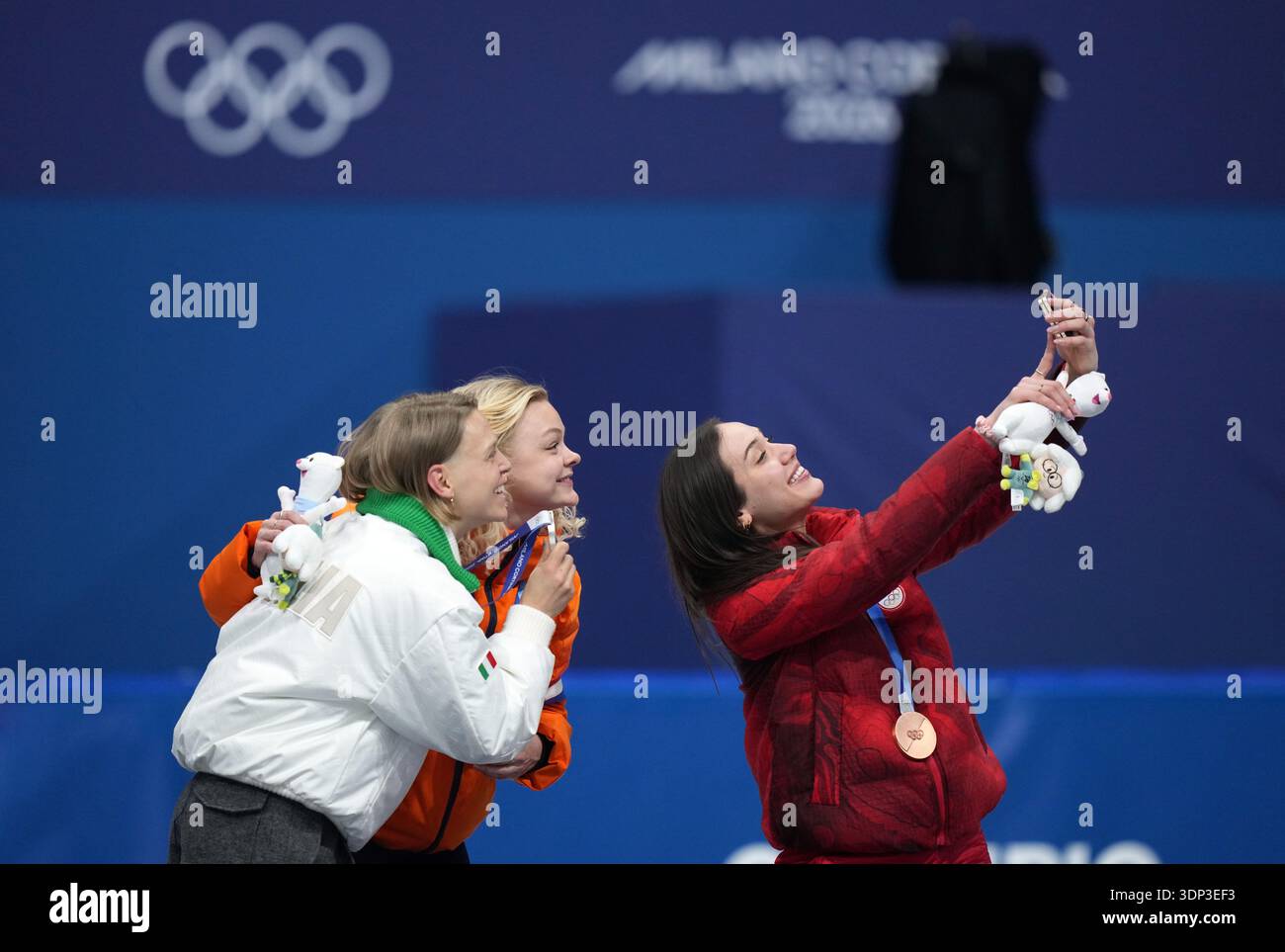 Italy's Arianna Fontana, Netherlands' Michelle Velzeboer and Canada's ...