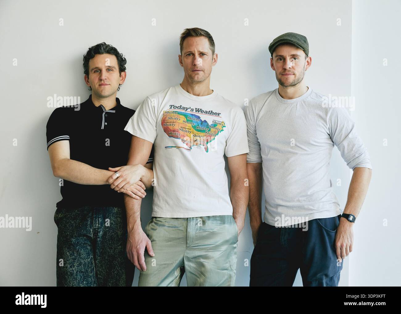 Harry Melling, from left, Alexander Skarsgård, and Harry Lighton pose ...