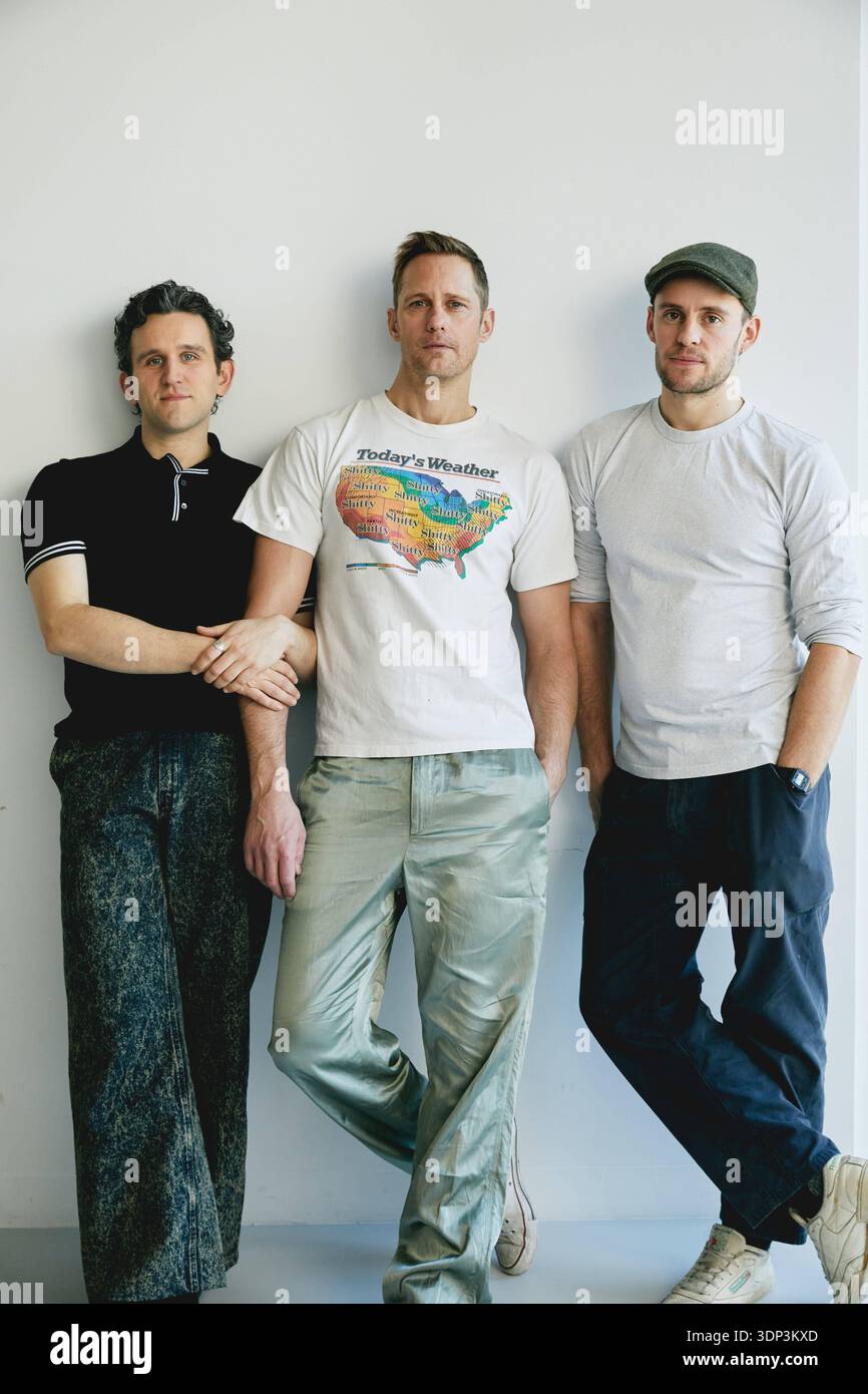 Harry Melling, from left, Alexander Skarsgård, and Harry Lighton pose ...