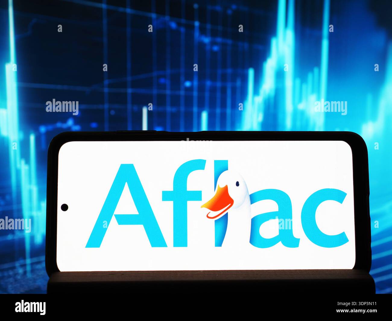 In this photo illustration, the Aflac Incorporated logo seen displayed ...