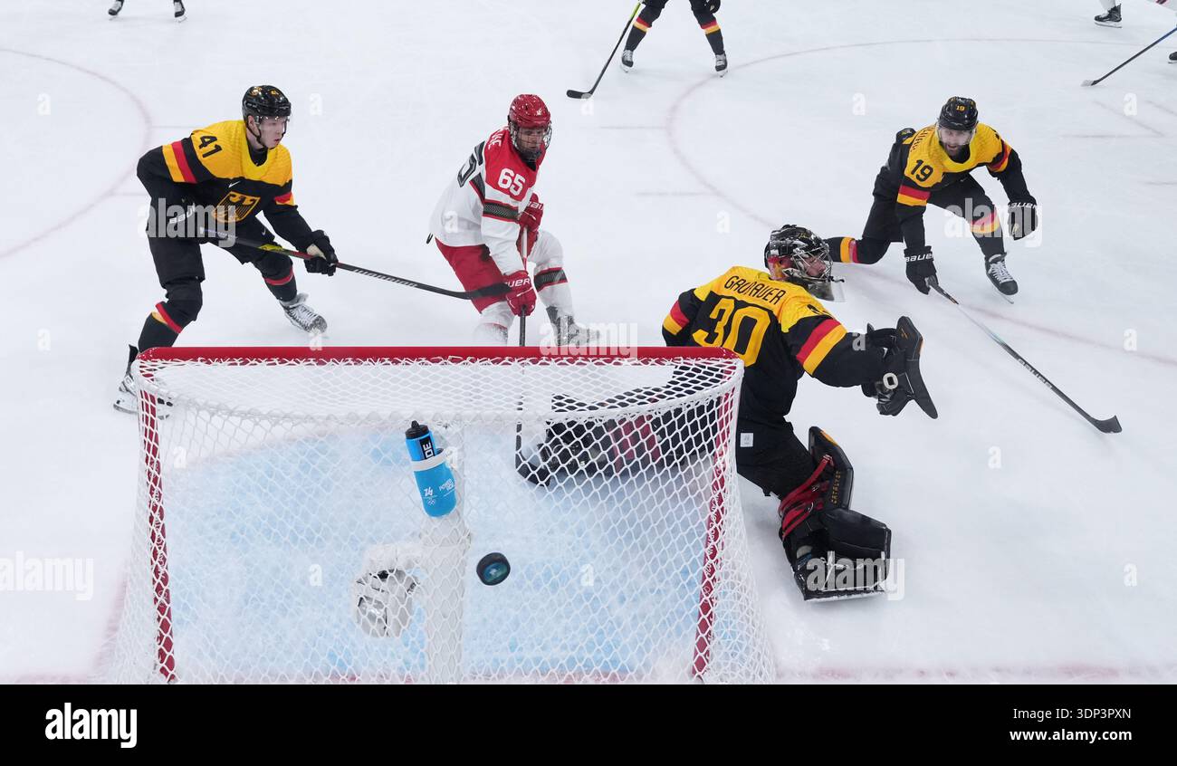 Goalkeeper Grubauer Philipp of Germany saves during a preliminary round ...