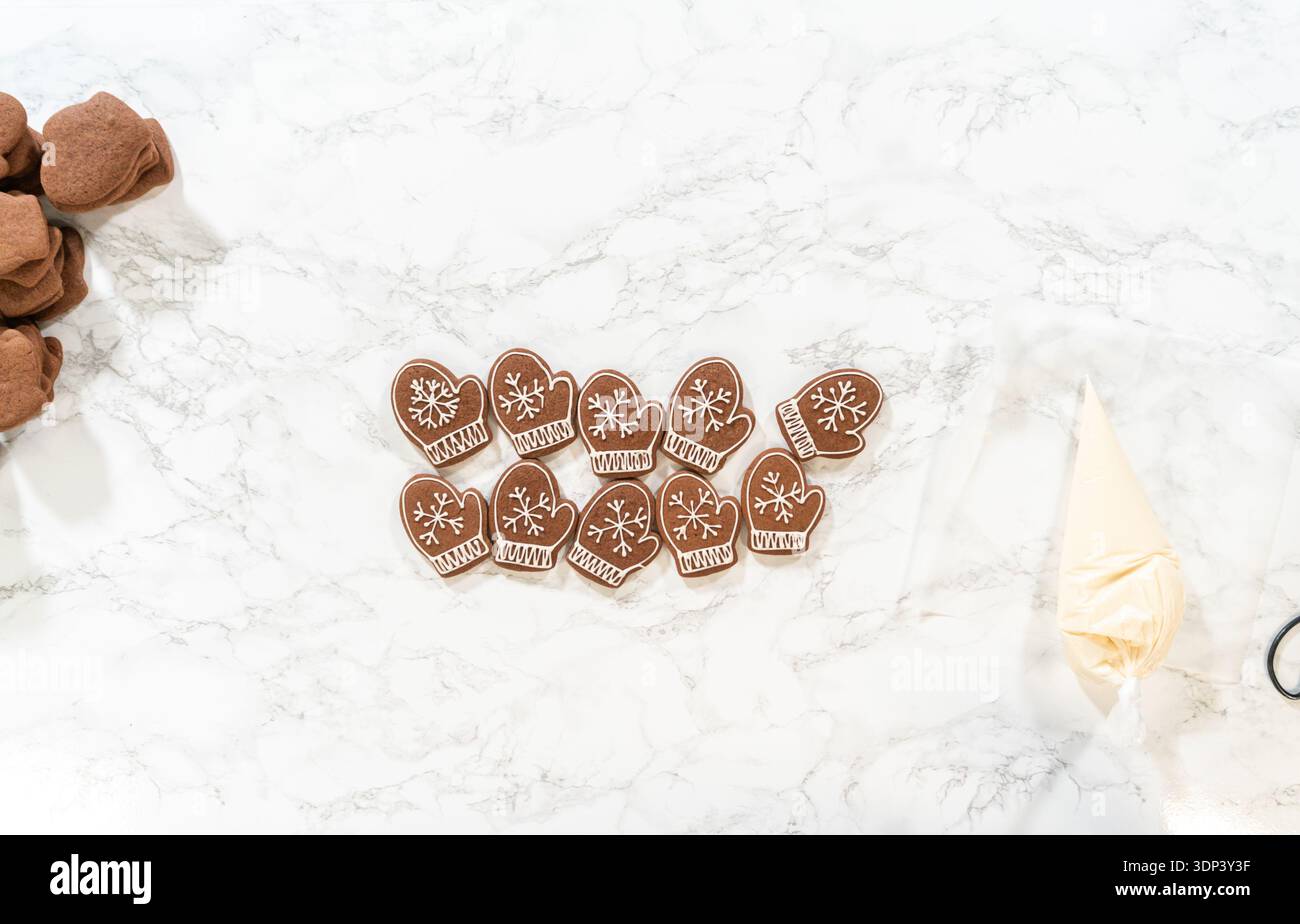 Beautifully Decorated Mitten Cookies with Royal Icing Designs Stock ...