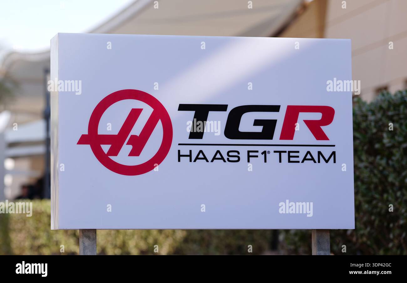 A Haas branded board during day three of Formula One Aramco Pre-Season ...