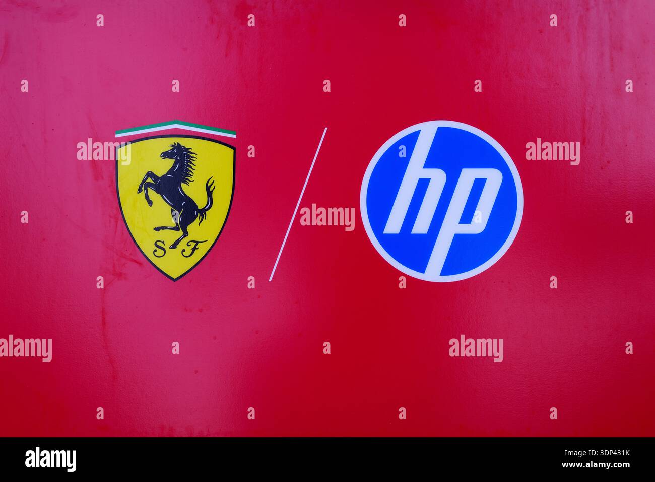A Ferrari branded board during day three of Formula One Aramco Pre ...