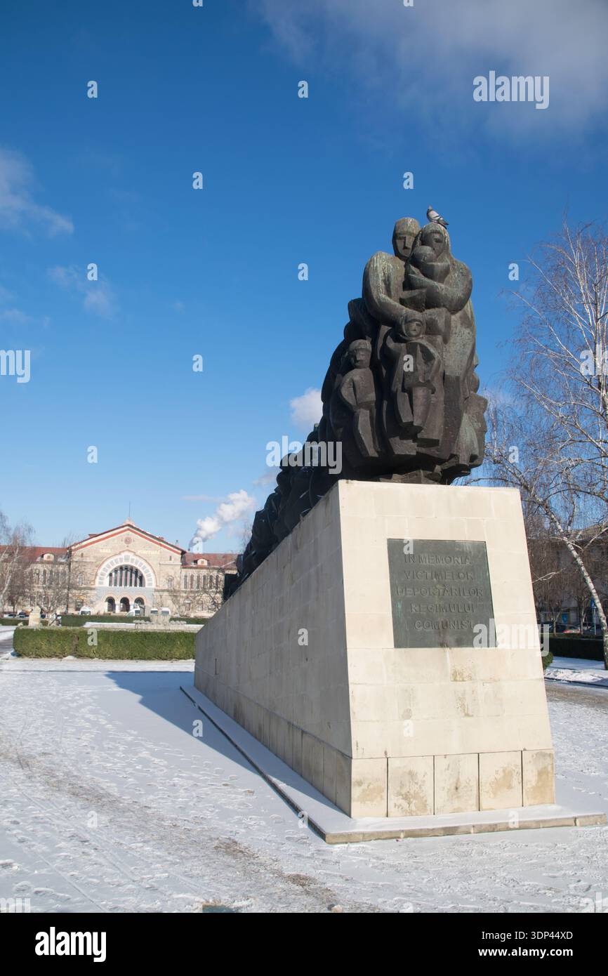 Snow covers the ground at Chisinau train station in Moldova as people ...