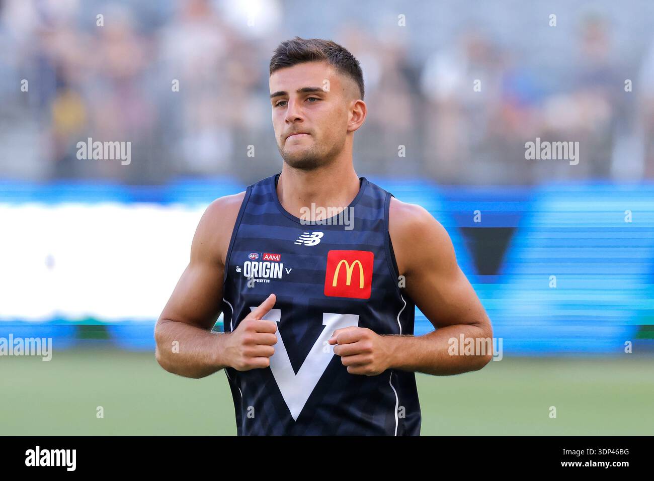 Nick Daicos of Victoria is seen during the Captains Run training ...