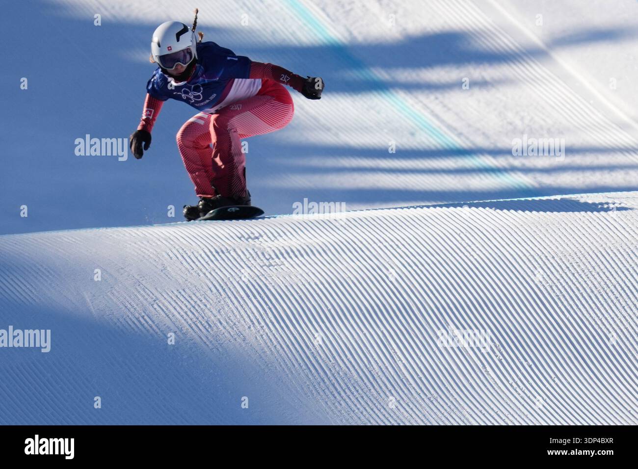 Switzerland's Aline Albrecht competes during the women's snowboard ...