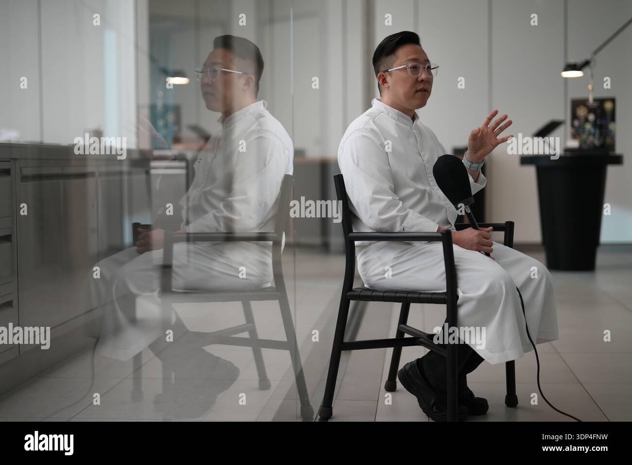 Chef Jun Lee speaks during an interview with The Associated Press in ...