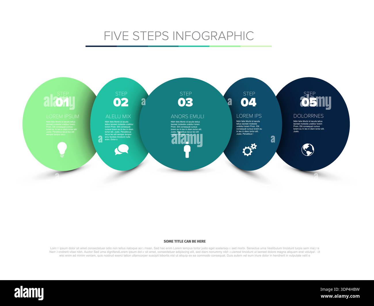 This professional five steps infographic features overlapping circles ...