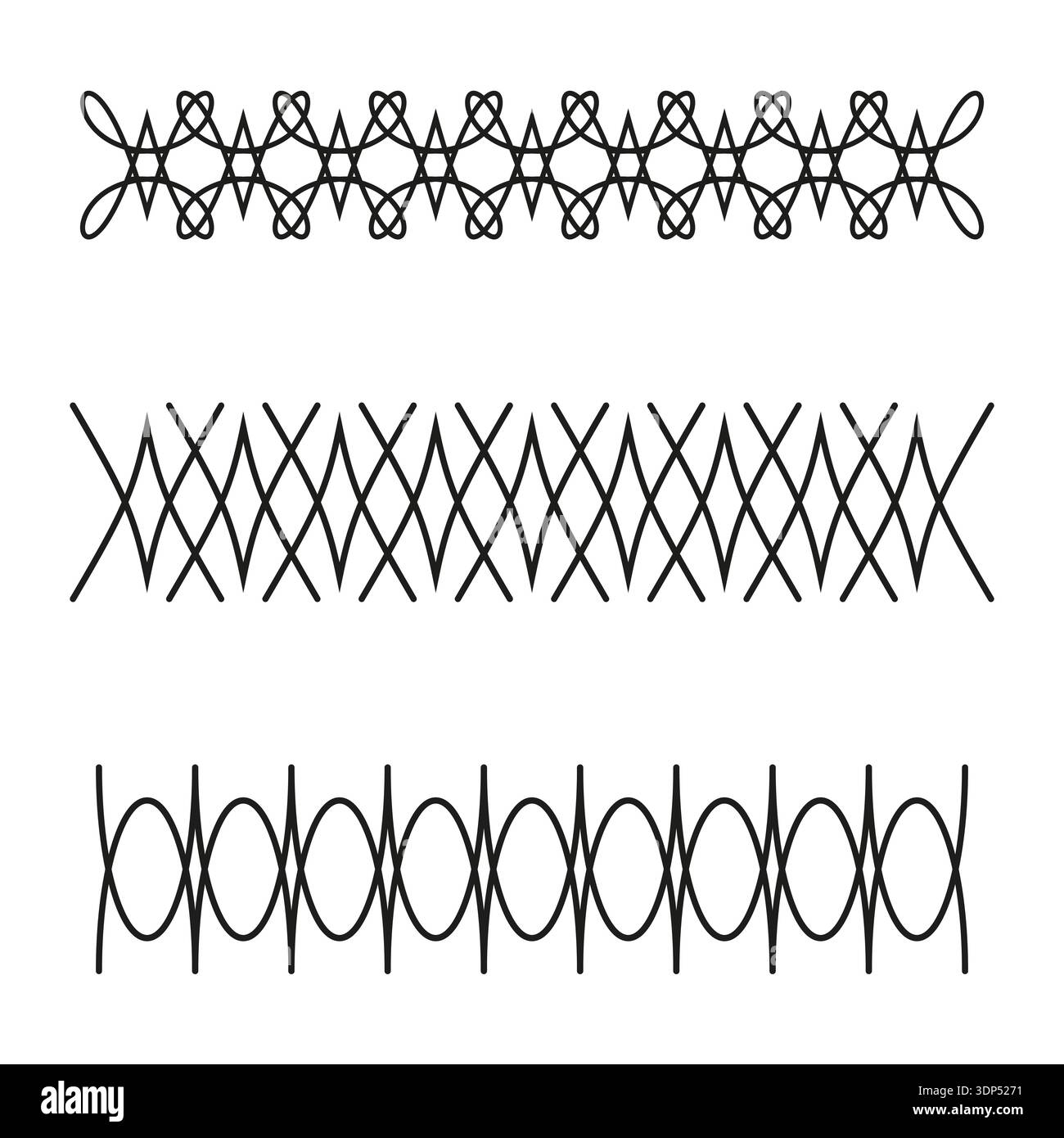 Decorative border set. Geometric line art. Ornament divider Vector ...
