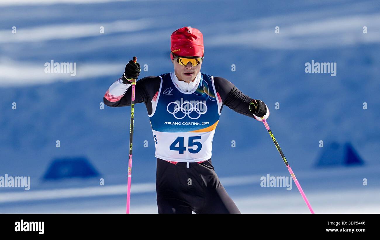 Li Minglin, of China, competes in the cross country skiing men's 10km ...