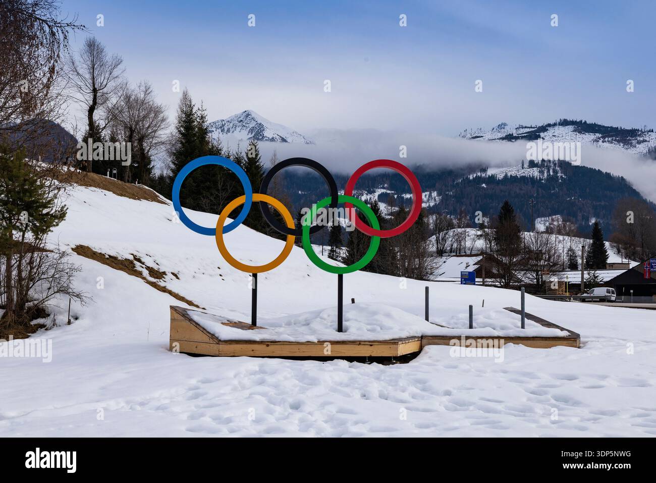 Predazzo, Italy - 08 February 2026: Olympic Rings at the 2026 Winter ...