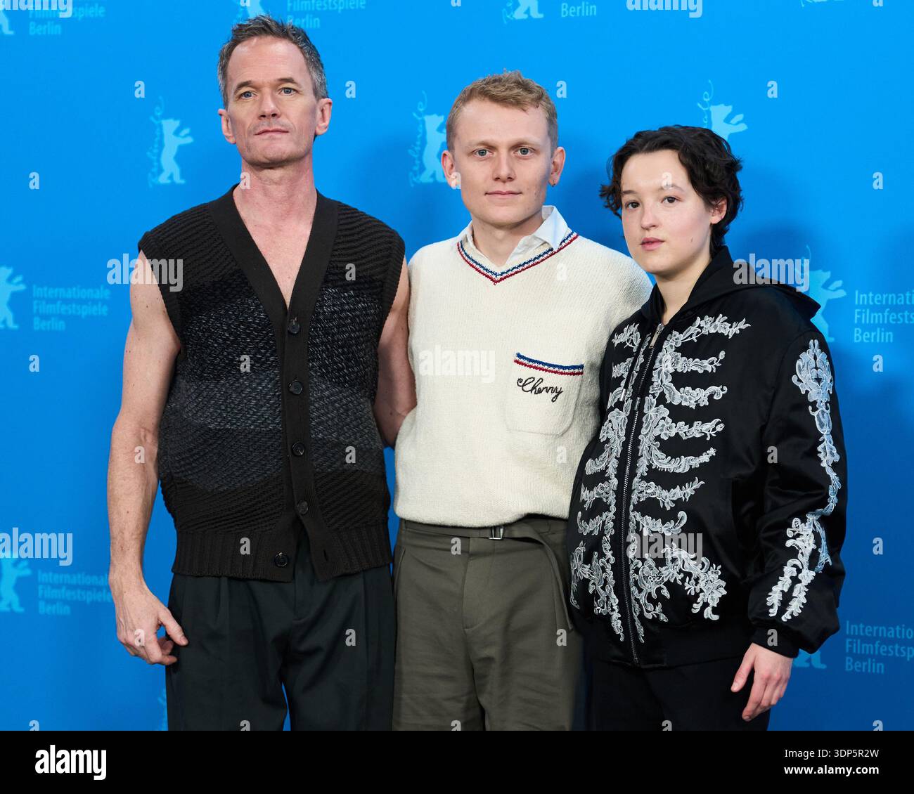 Neil Patrick Harris, from left, director George Jaques and Bella Ramsey ...
