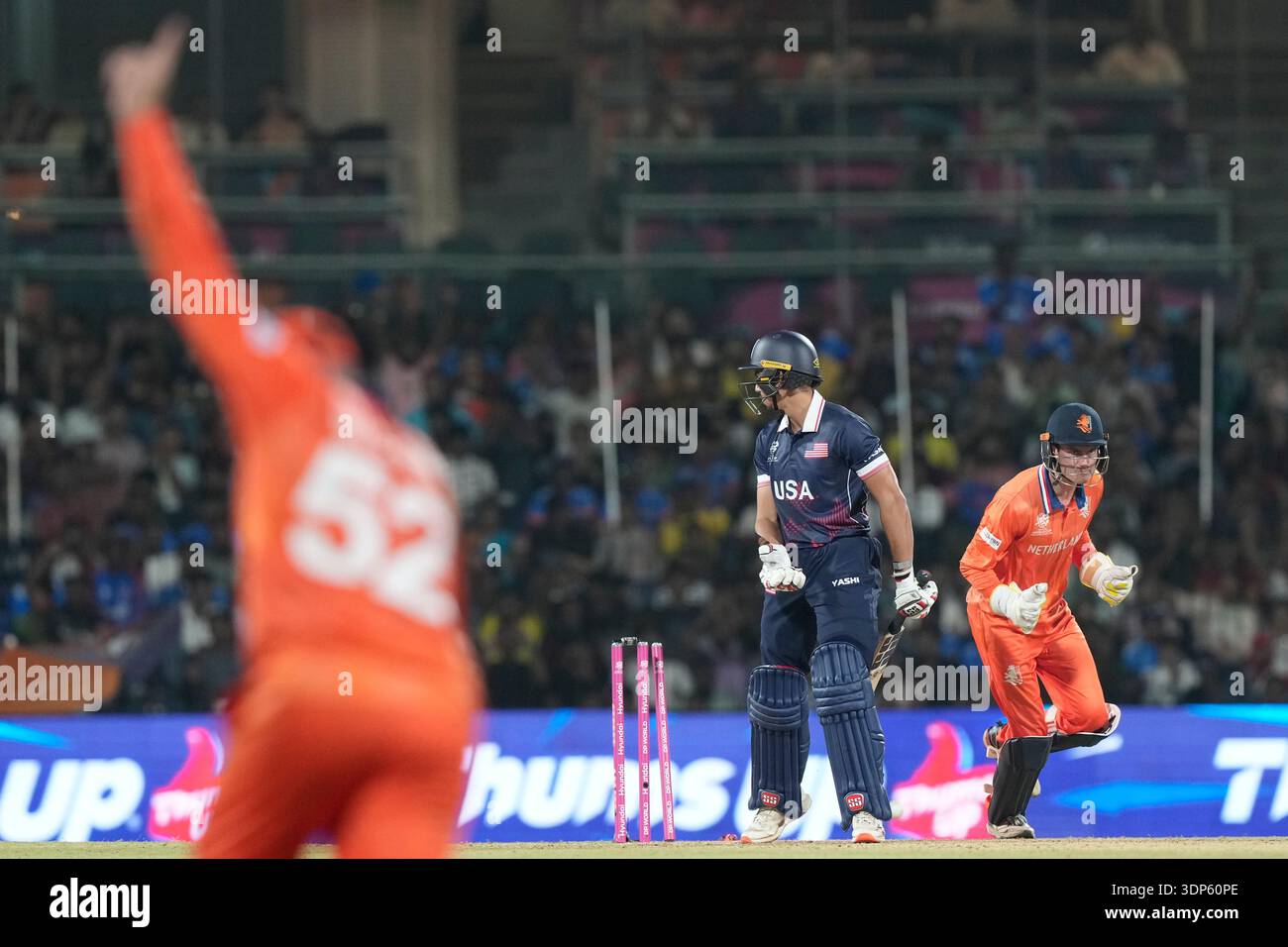 Netherlands players celebrates the wicket of United States' Sanjay ...