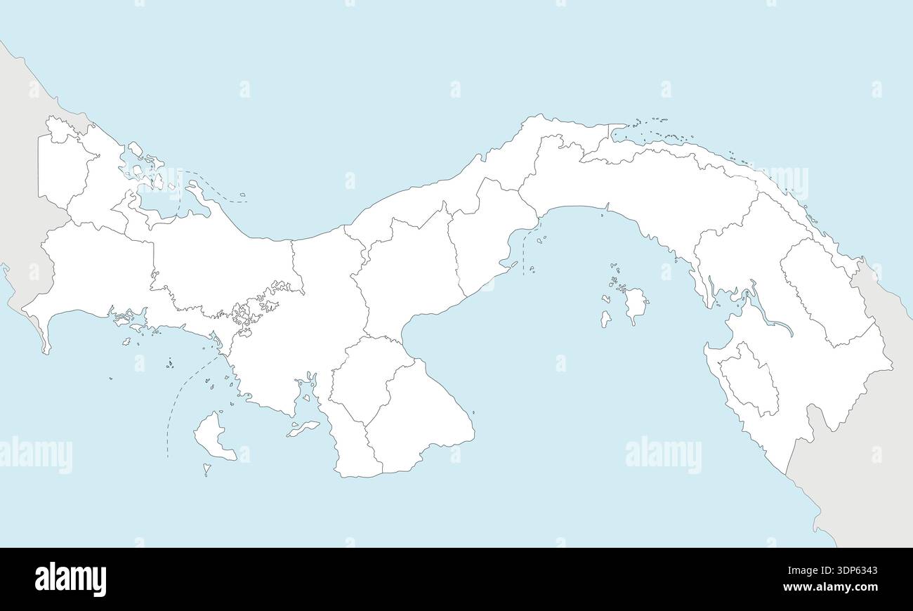Vector blank map of Panama with provinces, indigenous regions and ...