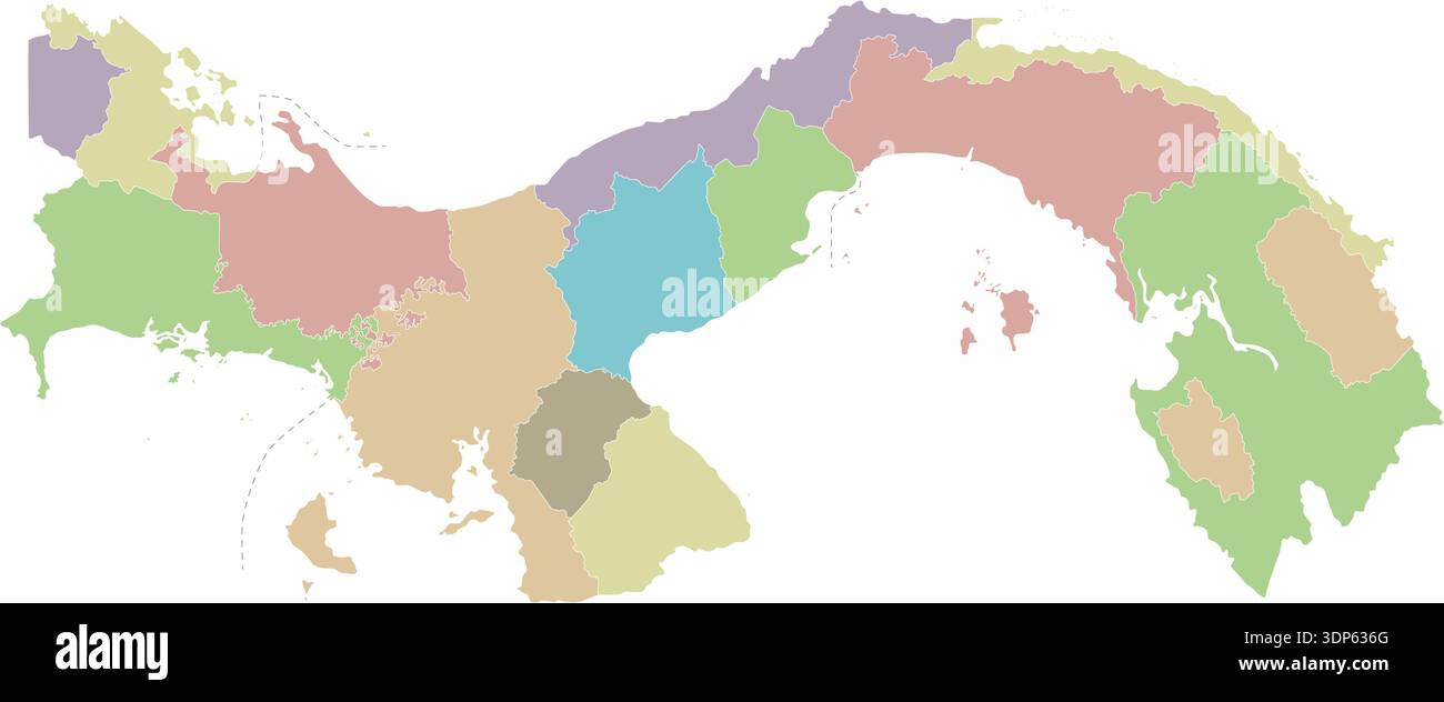 Vector blank map of Panama with provinces, indigenous regions and ...
