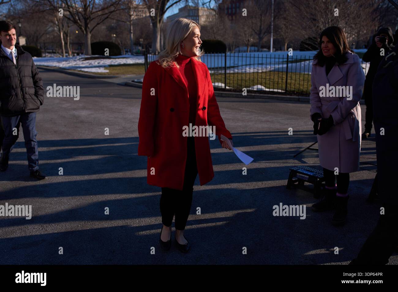White House press secretary Karoline Leavitt walks past reporters after ...