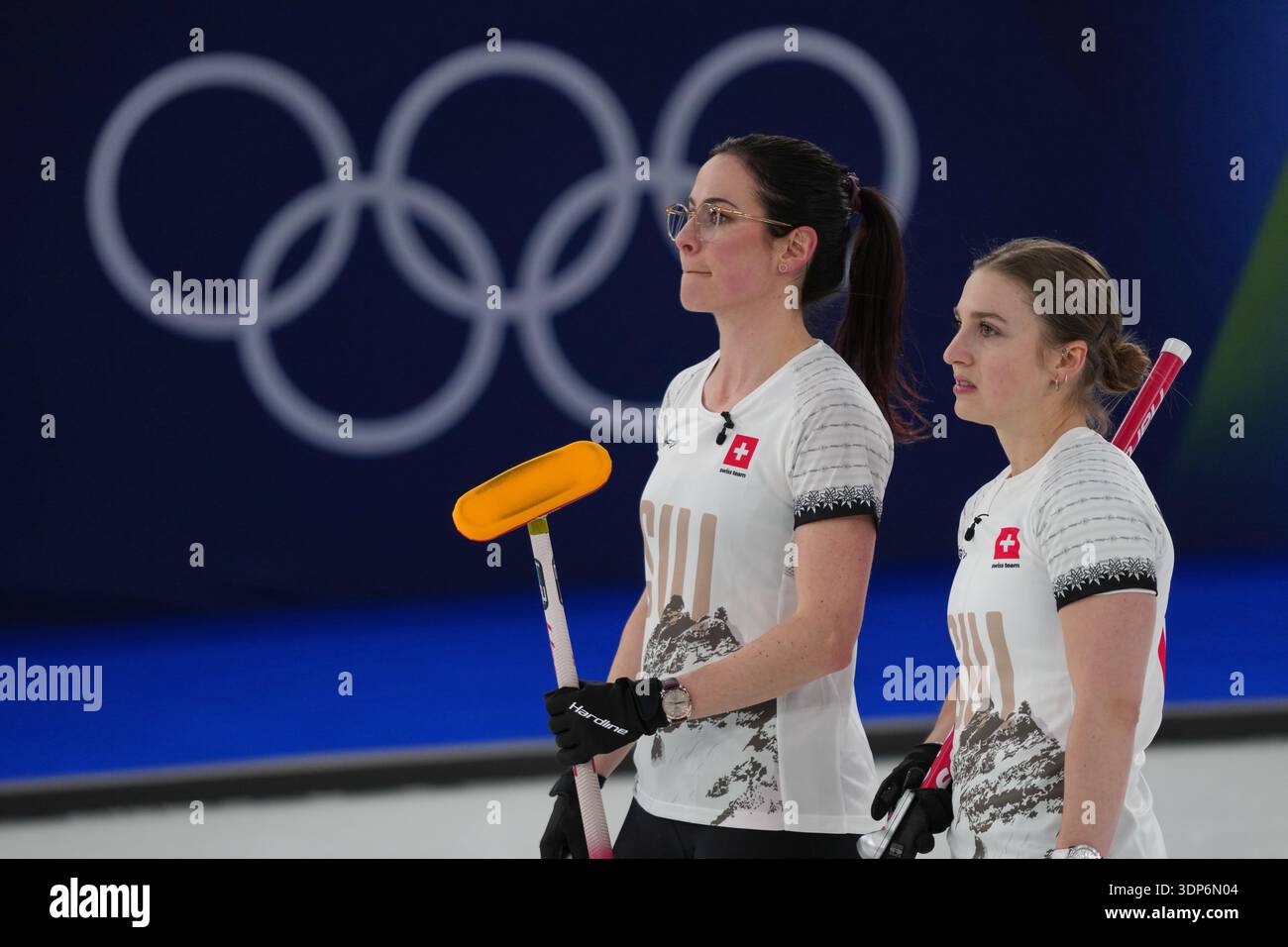 Switzerland's Selina Witschonke, and Carole Howald look on during the ...
