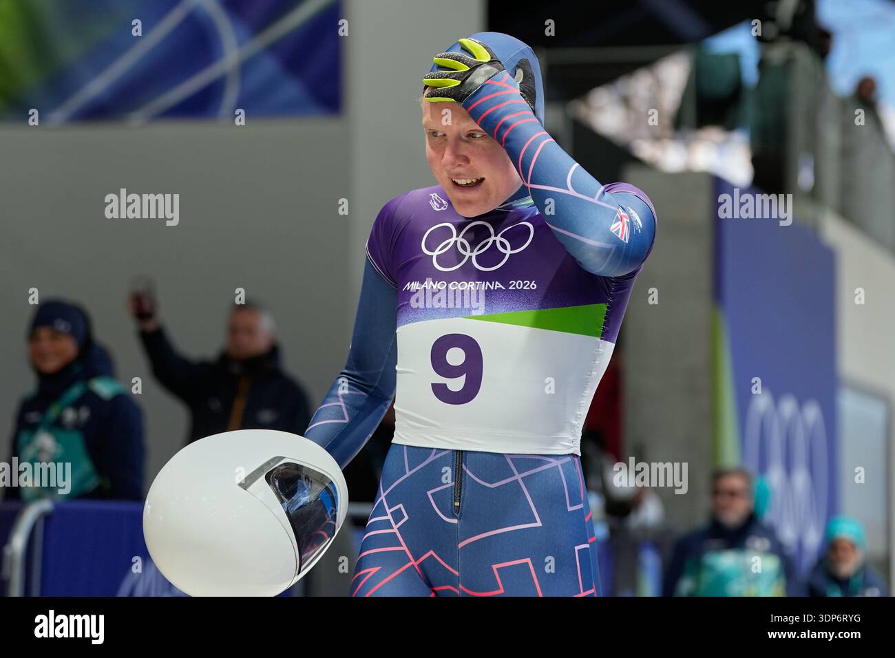 Great Britain's Amelia Coltman arrives at the finish during a women's ...