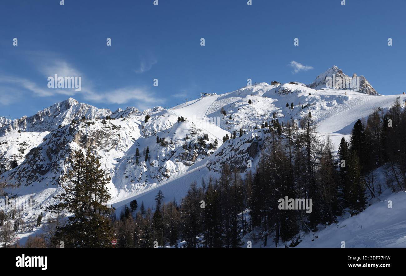 A general view of Cortina town from Faloria at the 2026 Winter Olympics ...